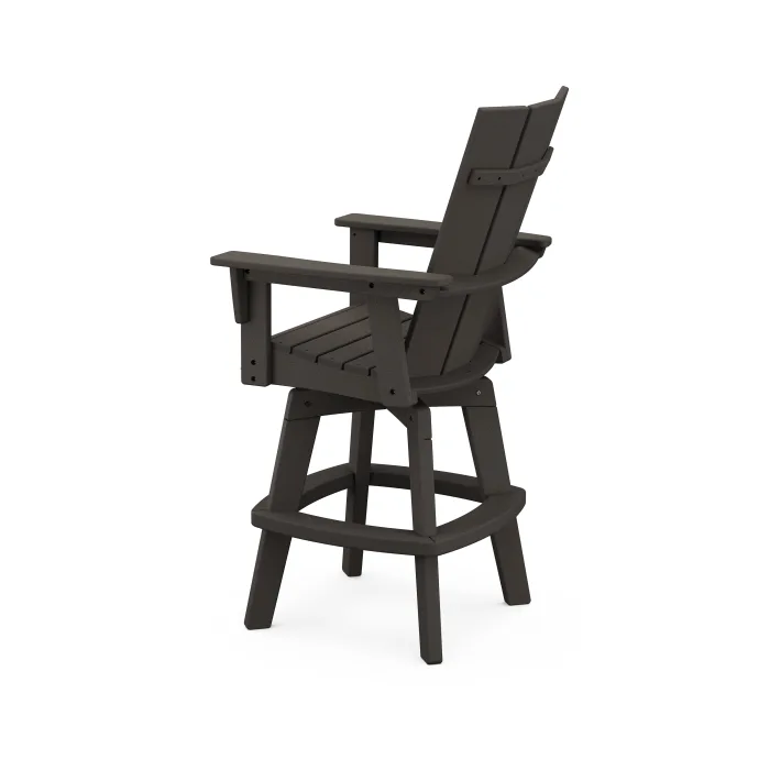 Modern Curveback Adirondack Swivel Bar Chair in Vintage Finish