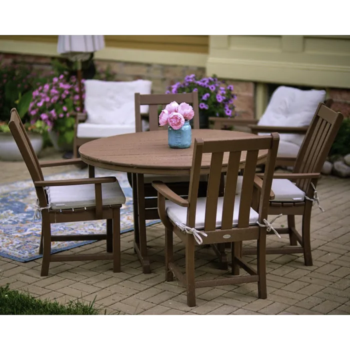 POLYWOOD Vineyard 5 Piece Round Farmhouse Dining Set PWS651 1